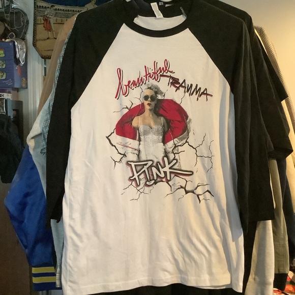 Shirts | 218 Pink Beautiful Trauma Raglan T Shirt Size Tour Rare Band ...